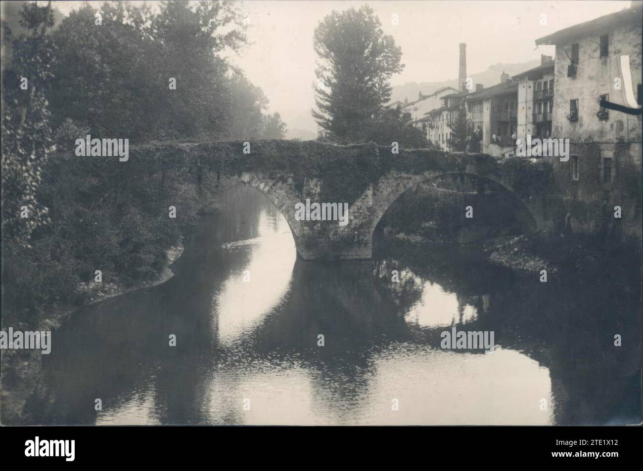 12/31/1929. View of the bridge over the Oria river in Alegría de Oria ...