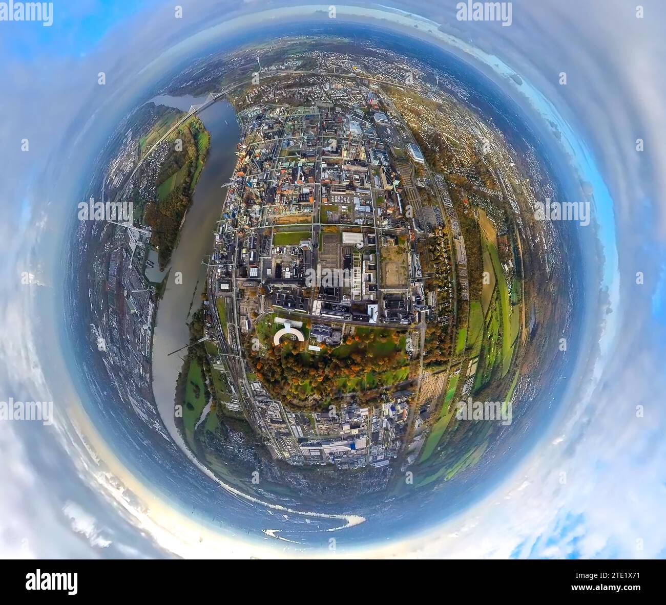 Aerial view, Chempark Leverkusen Chemical Park (former Bayer plant) on ...