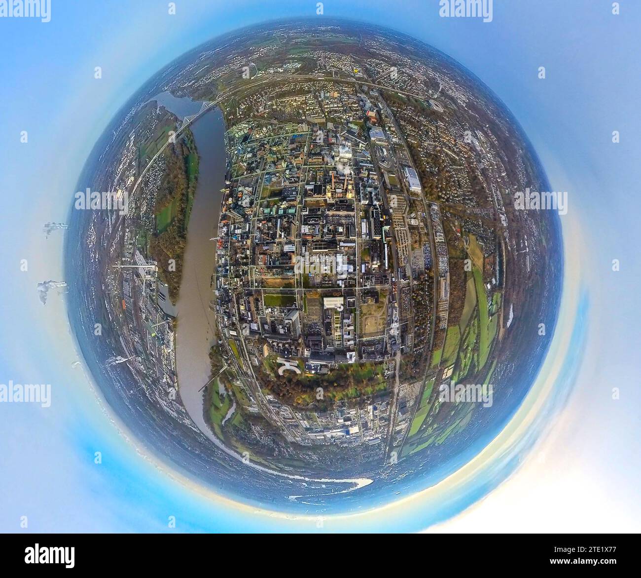 Aerial view, Chempark Leverkusen Chemical Park (former Bayer plant) on ...