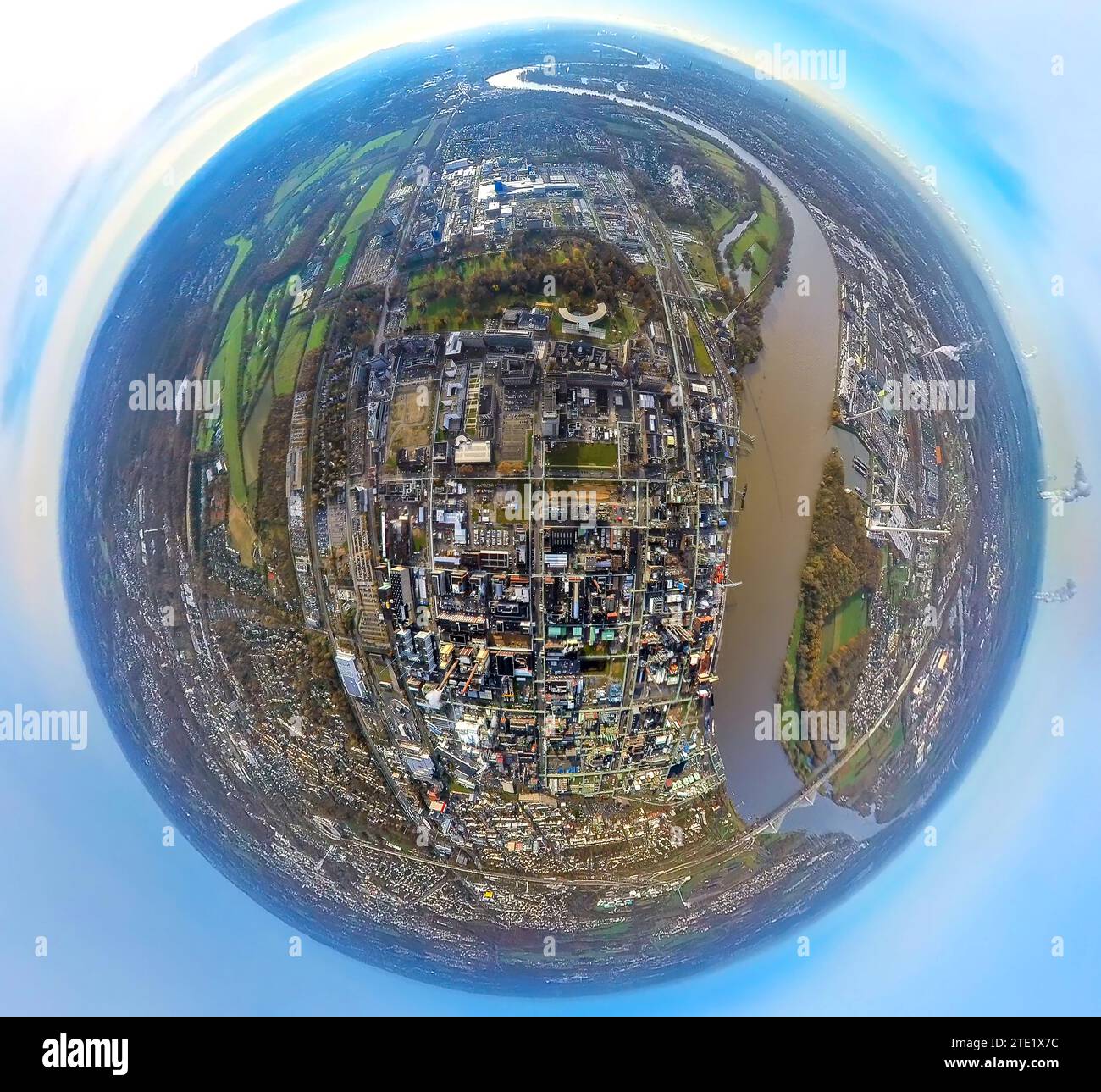 Aerial view, Chempark Leverkusen Chemical Park (former Bayer plant) on ...