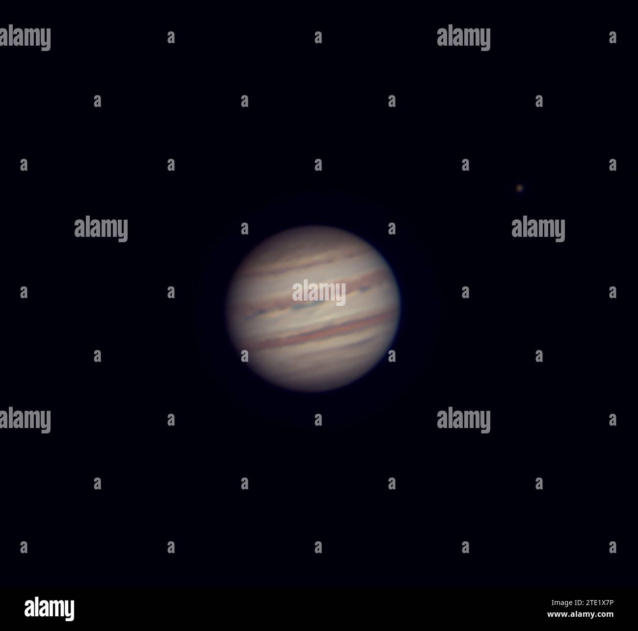The gas giant planet Jupiter and its largest Moon, Ganymede ...