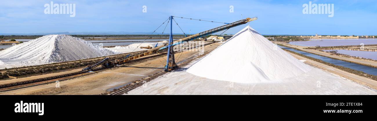 The newly produced salt from the salt pans in Aigues Mortes, France, is ...