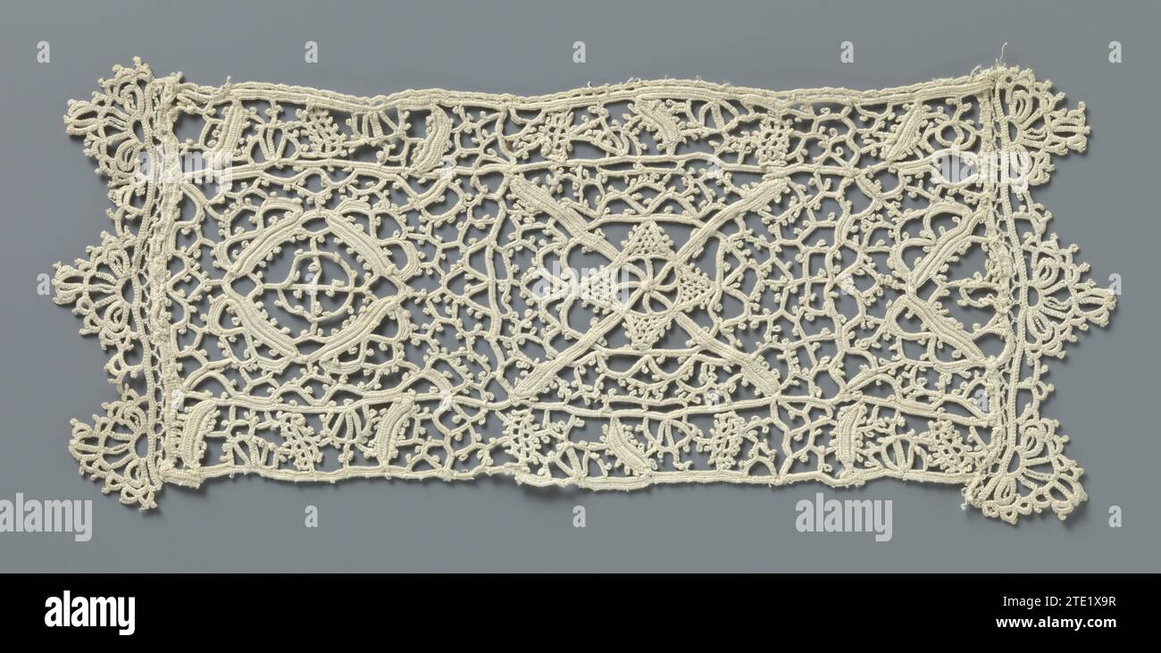 Strip crocheted side with reticella motifs, anonymous, c. 1890 - c ...