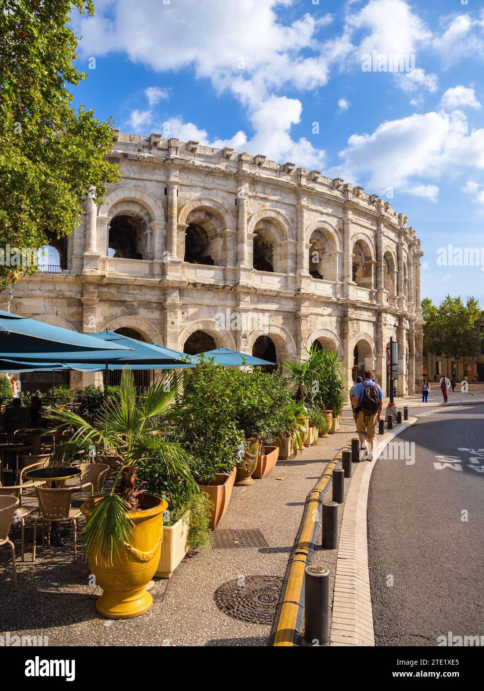 Nimes, France - october 4, 2023: Exterior view of roman arena. Nimes is ...