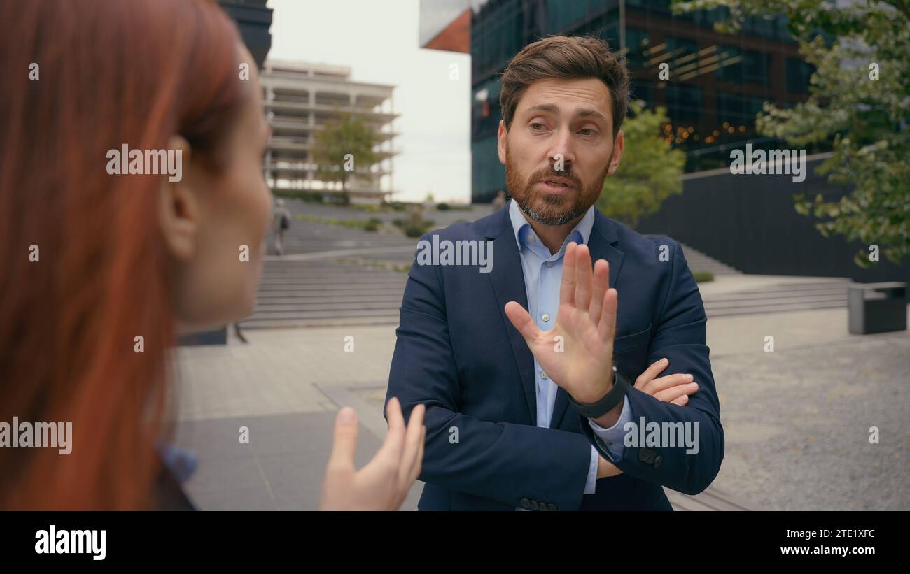 Angry negative conversation business misunderstanding communication ...