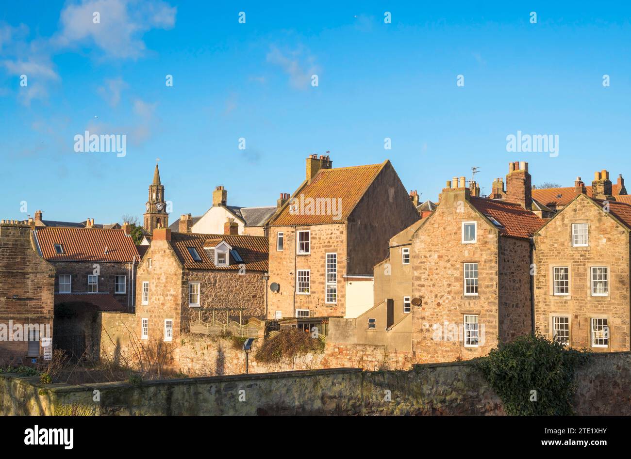 Rear view of traditional stone built town houses in Ness Street ...