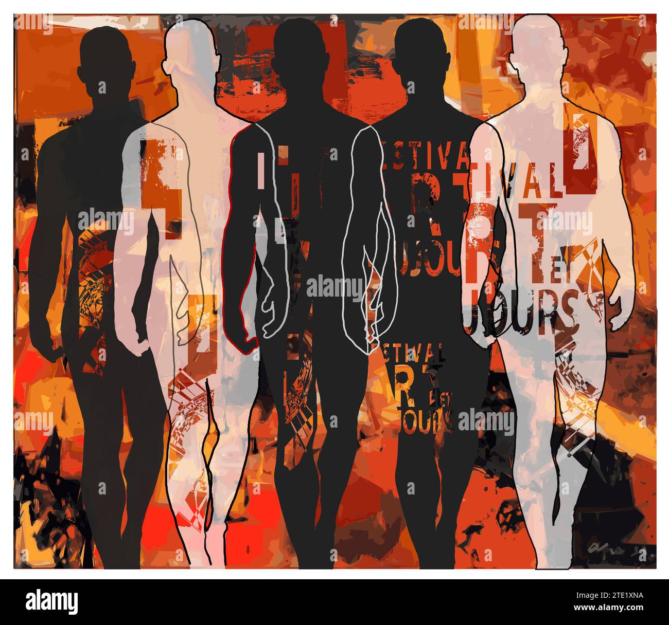 Silhouettes of men walking - vector illustration Stock Vector Image ...