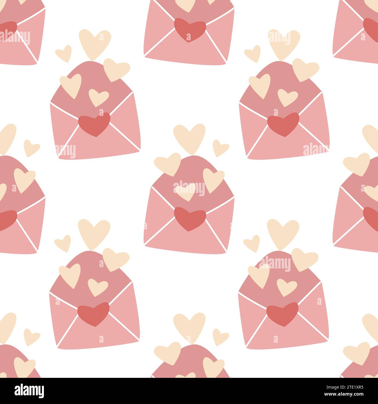Love letters seamless romantic pattern. Hand drawn envelopes with ...