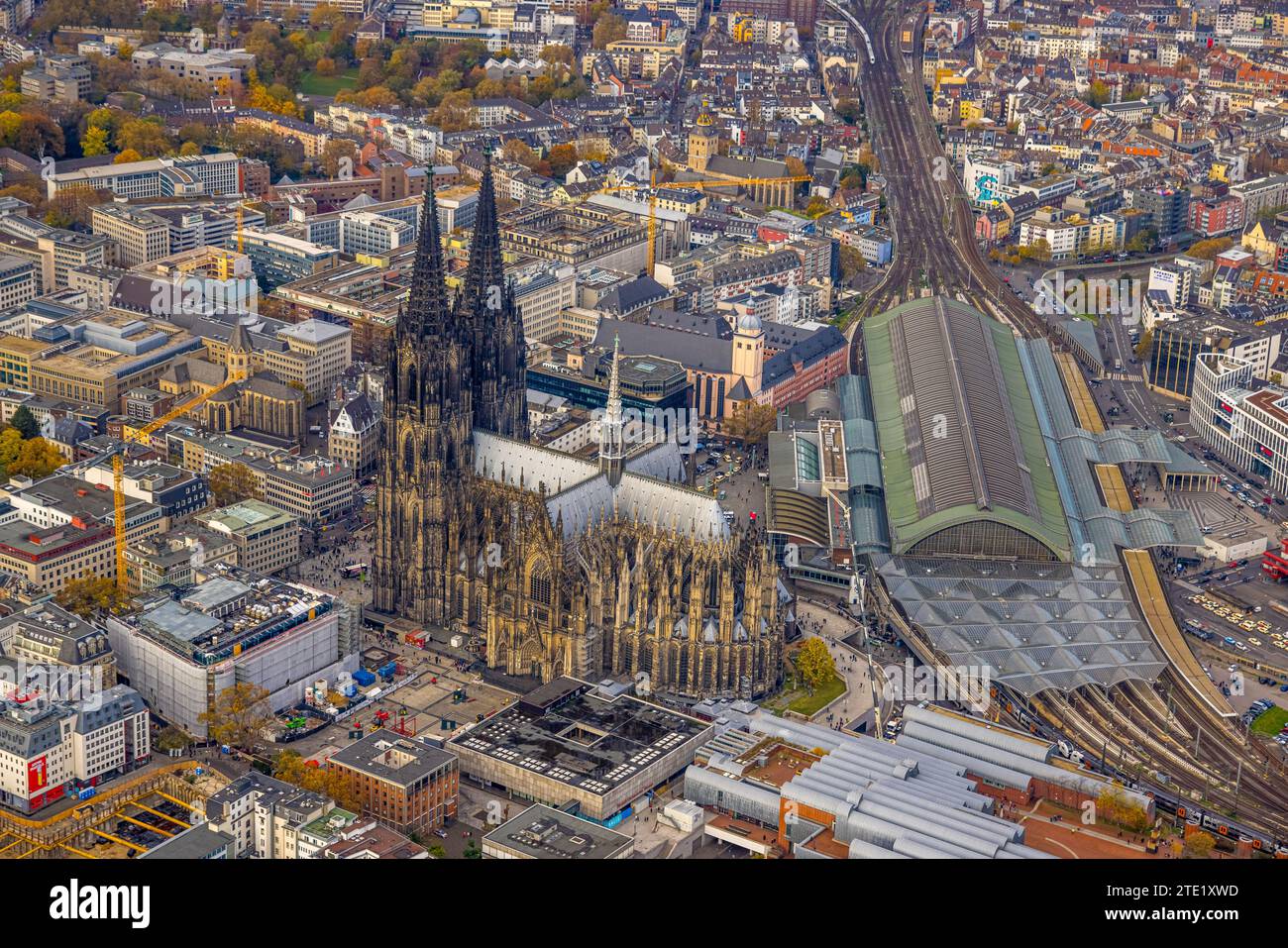 Aerial view, City and Old Town with commercial and residential ...