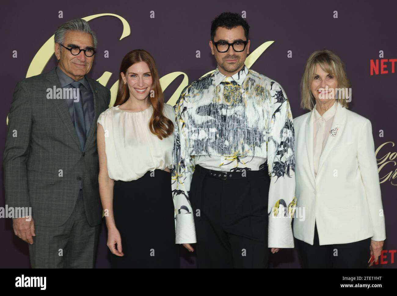 Los Angeles, Ca. 19th Dec, 2023. Eugene Levy, Sarah Levy, Daniel Levy, Deborah Divine at the ...