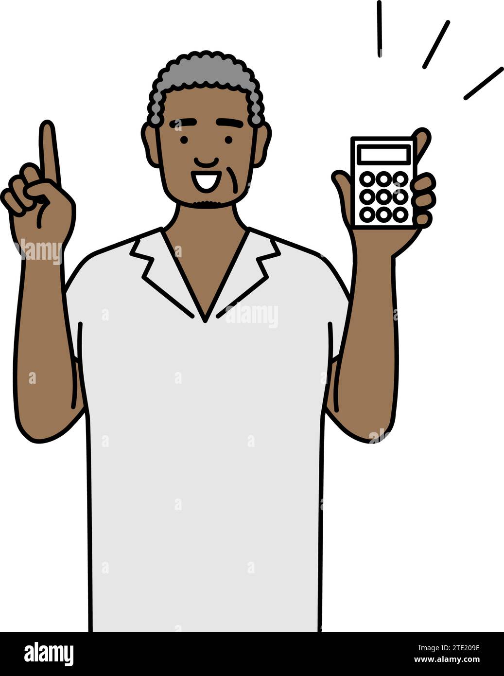 African senior man holding a calculator and pointing, Vector ...