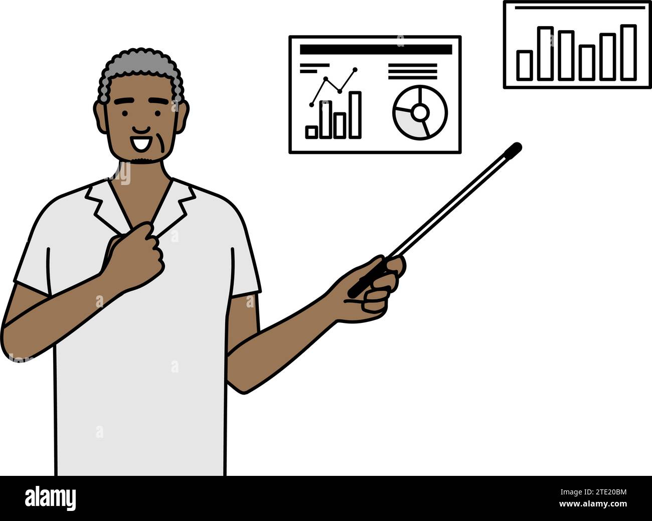 African senior man analyzing a performance graph, Vector Illustration ... African senior man analyzing a performance graph, Vector Illustration ...