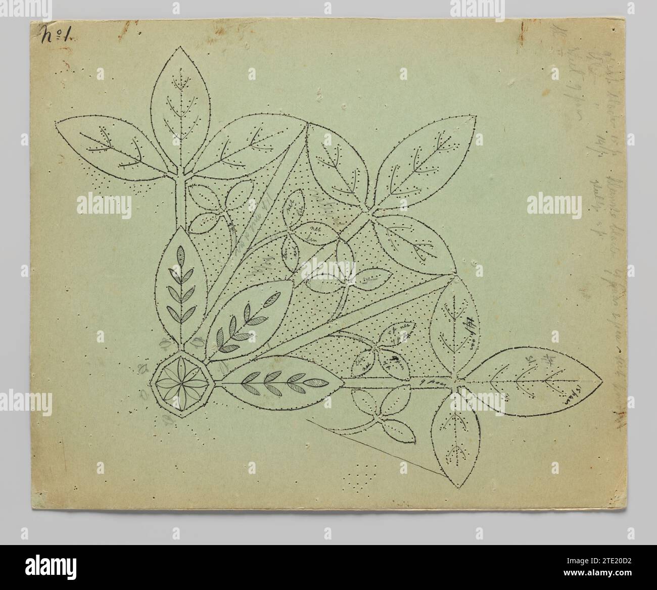 Kant pattern for a rug of bobbin with golden rain branches and flowers ...