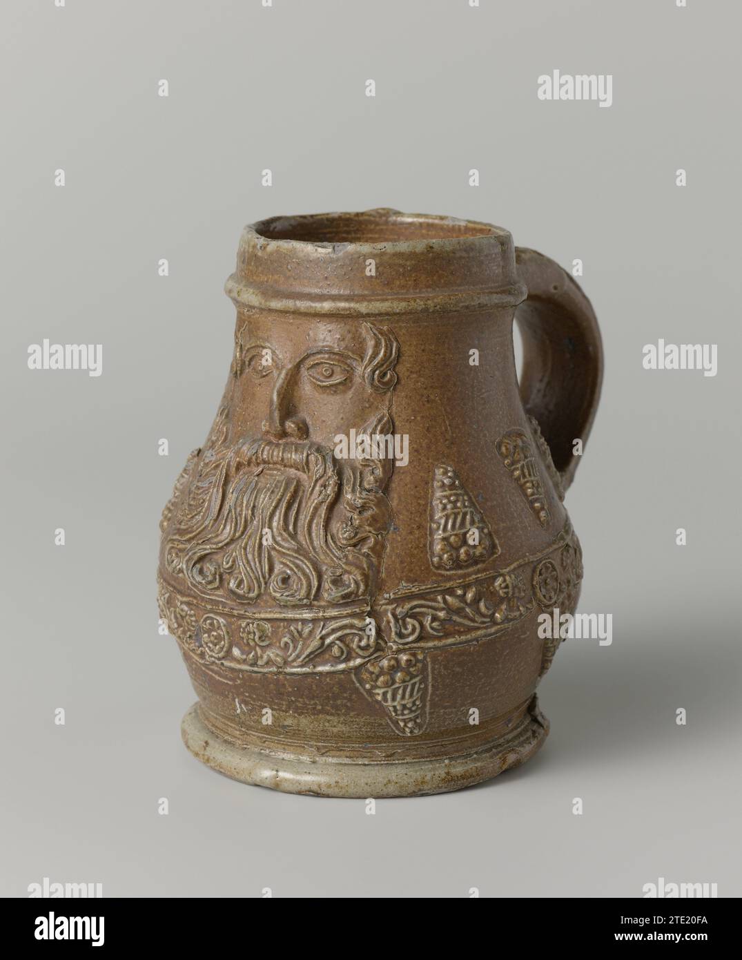 Jug (Bartmann jug) with an ornamental border and triangles, anonymous ...