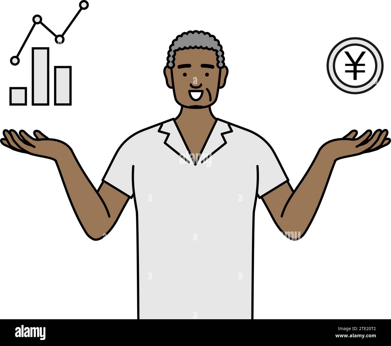 African senior man guiding an image of DX, performance and sales ...