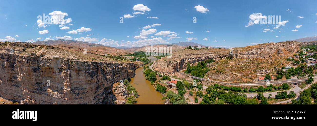 Kemah district city entrance. View of Sultan Melik Tomb and Karasu ...
