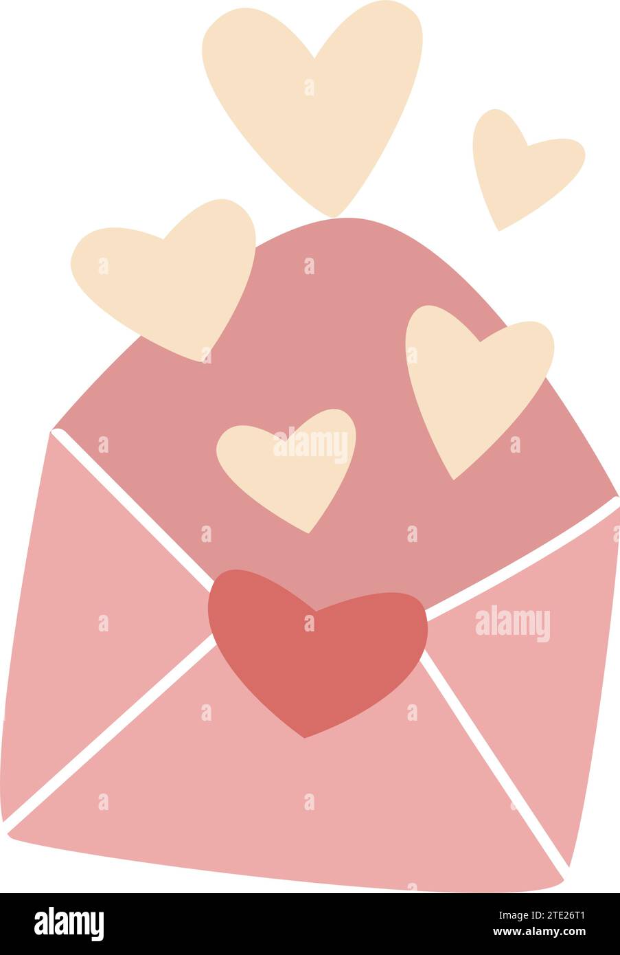 Hand drawn open envelope with hearts clip art. Cute illustration of ...
