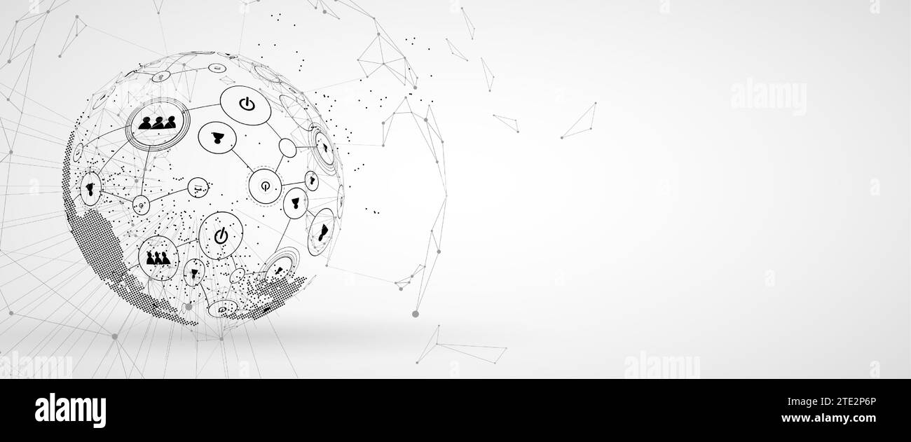 Technology innovation background, idea of global business solution ...