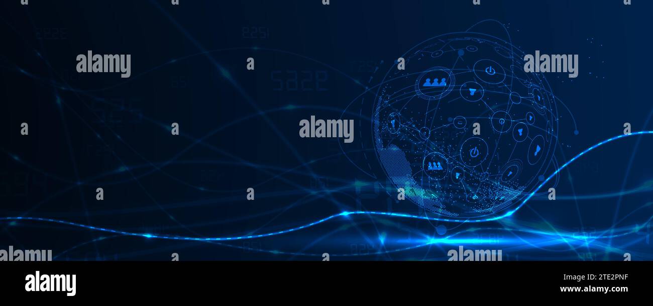 Technology innovation background, idea of global business solution ...