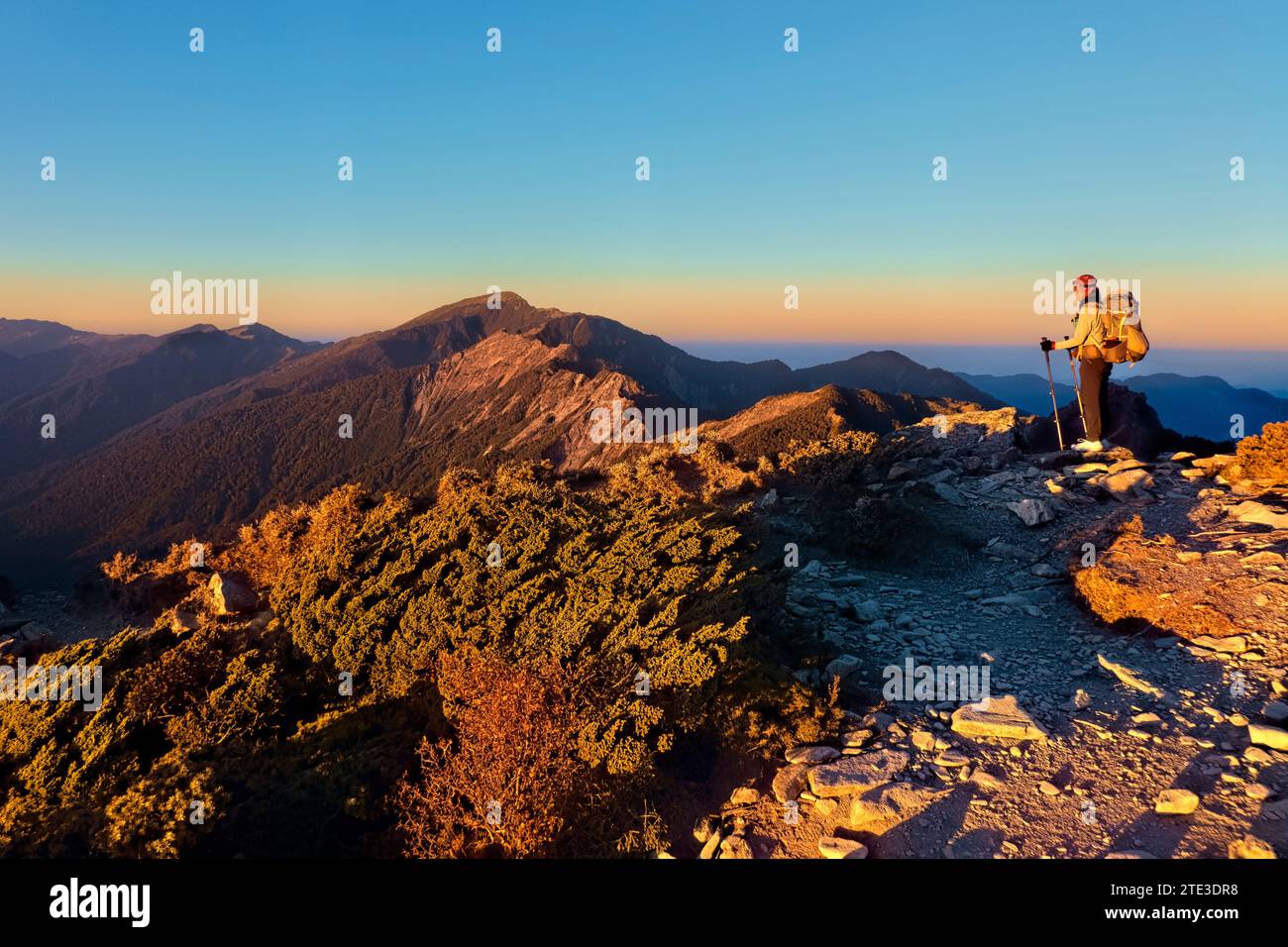 Trekking the Jiaming Lake Trail at sunrise, Taitung, Taiwan Stock Photo ...
