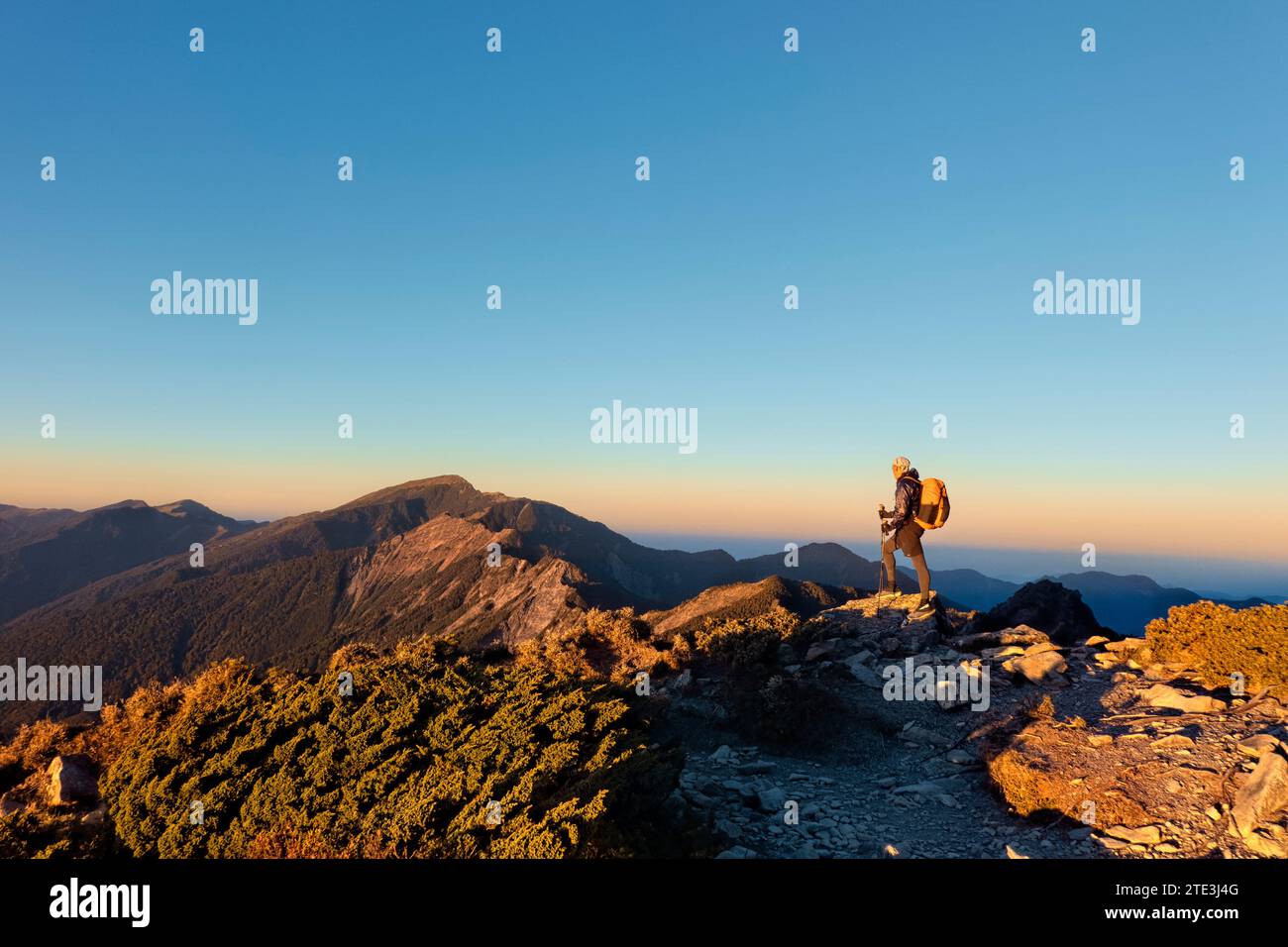 Trekking the Jiaming Lake Trail at sunrise, Taitung, Taiwan Stock Photo ...