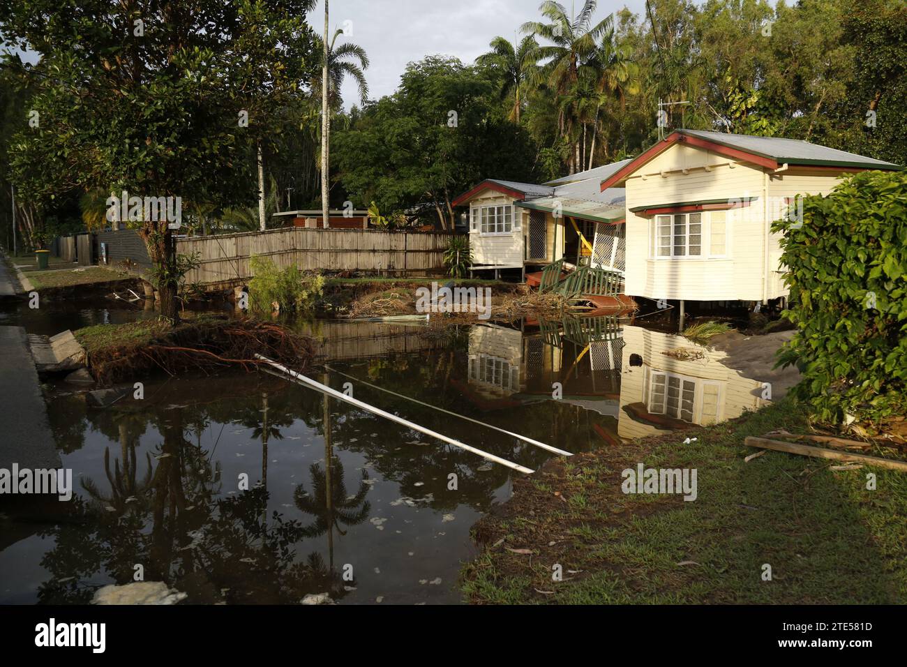 Cairns, Australia. 18th Dec, 2023. A house and road seen partially ...