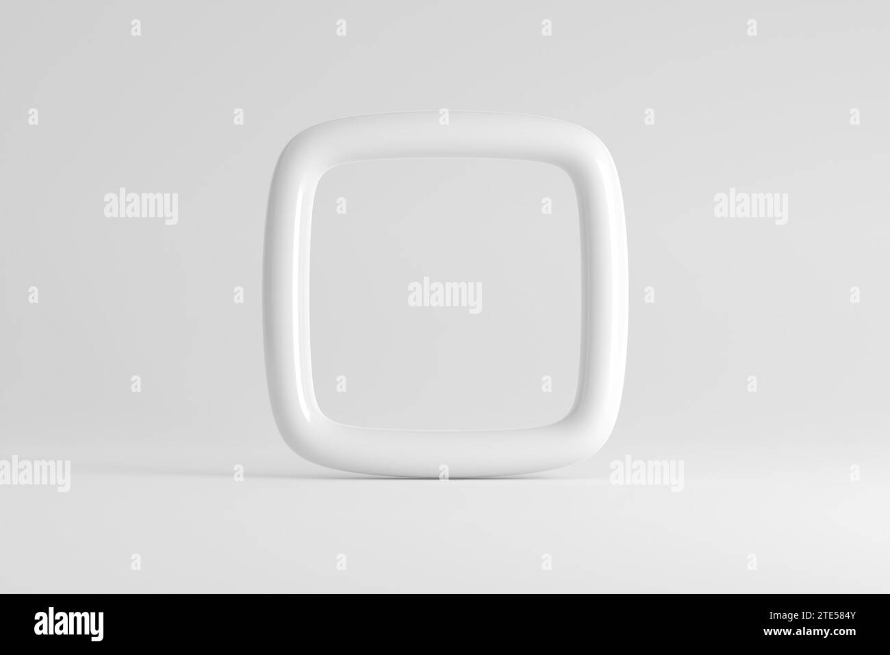 White glass or ceramic frame on dark background. Abstract 3d render ...