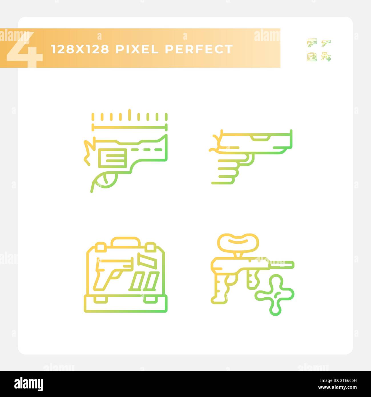 2D pixel perfect gradient weapons icons set Stock Vector Image & Art ...