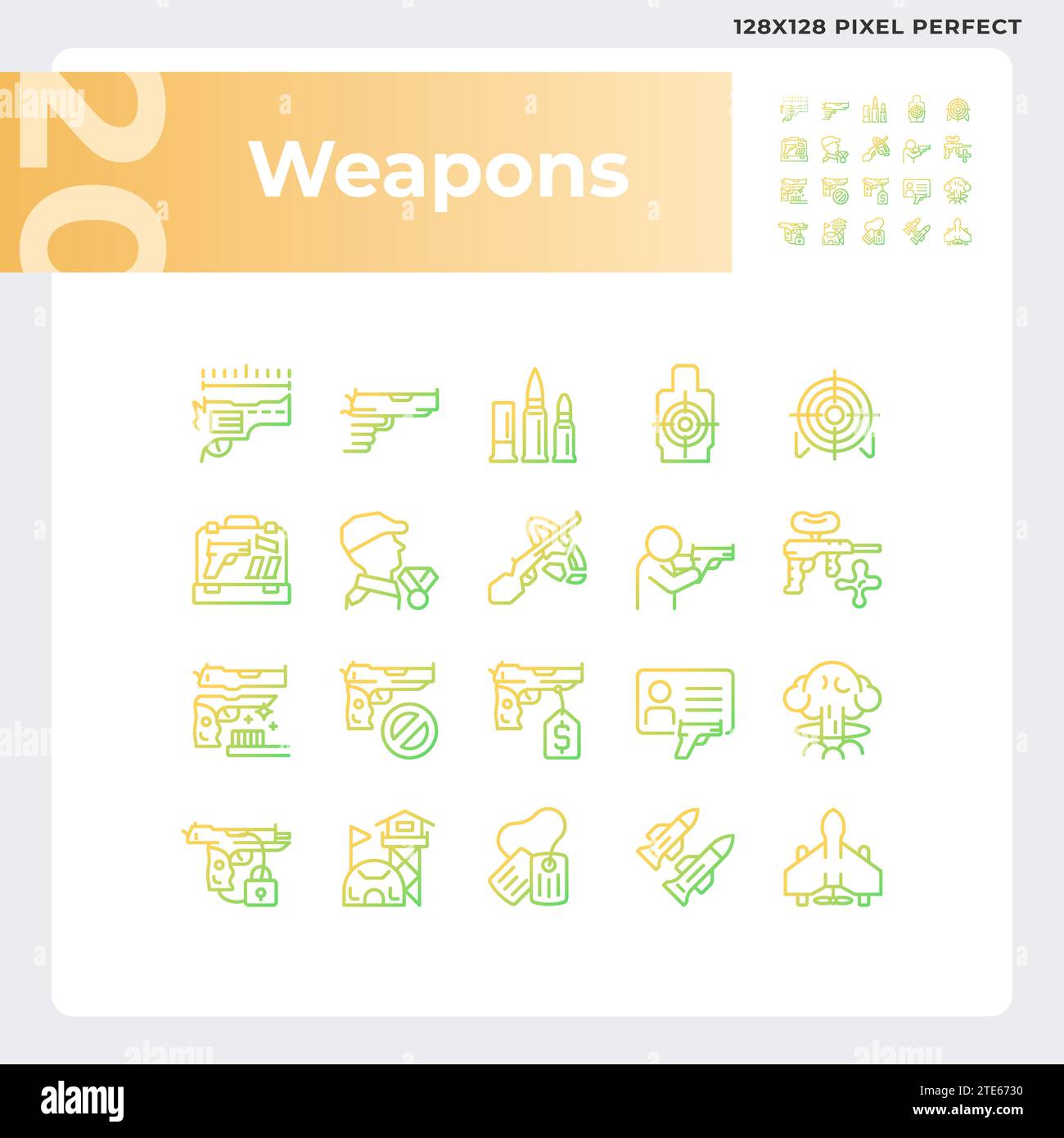 2D pixel perfect thin line gradient weapons icons collection Stock Vector Image & Art - Alamy