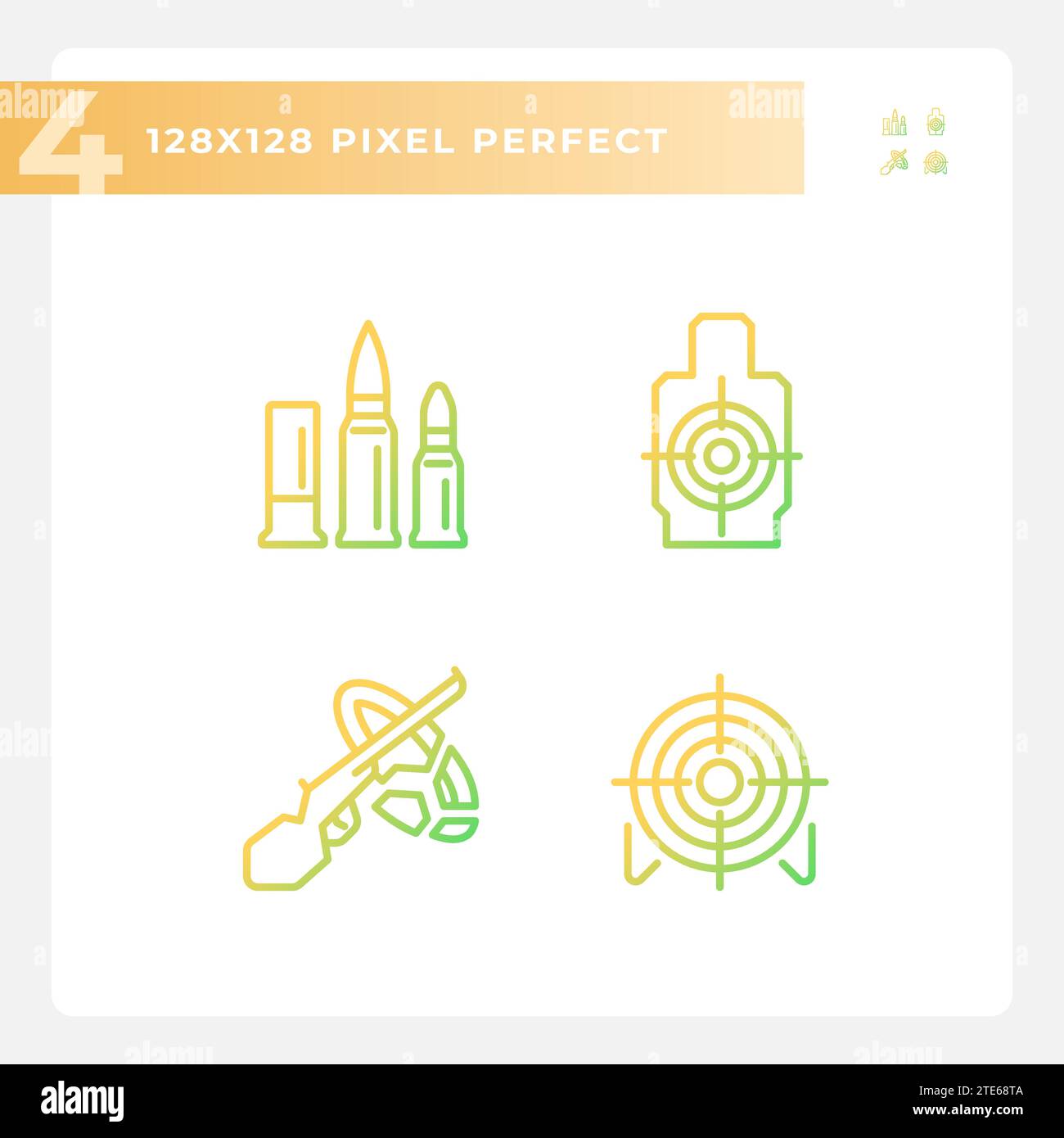 2D pixel perfect gradient weapons icons collection Stock Vector Image ...