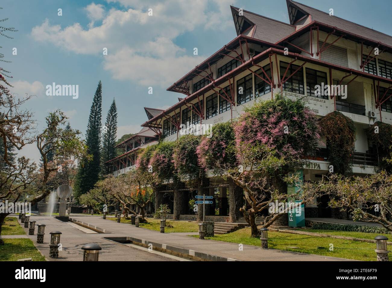 Dutch colonial architecture at ITB campus, Bandung, Indonesia, enhanced ...