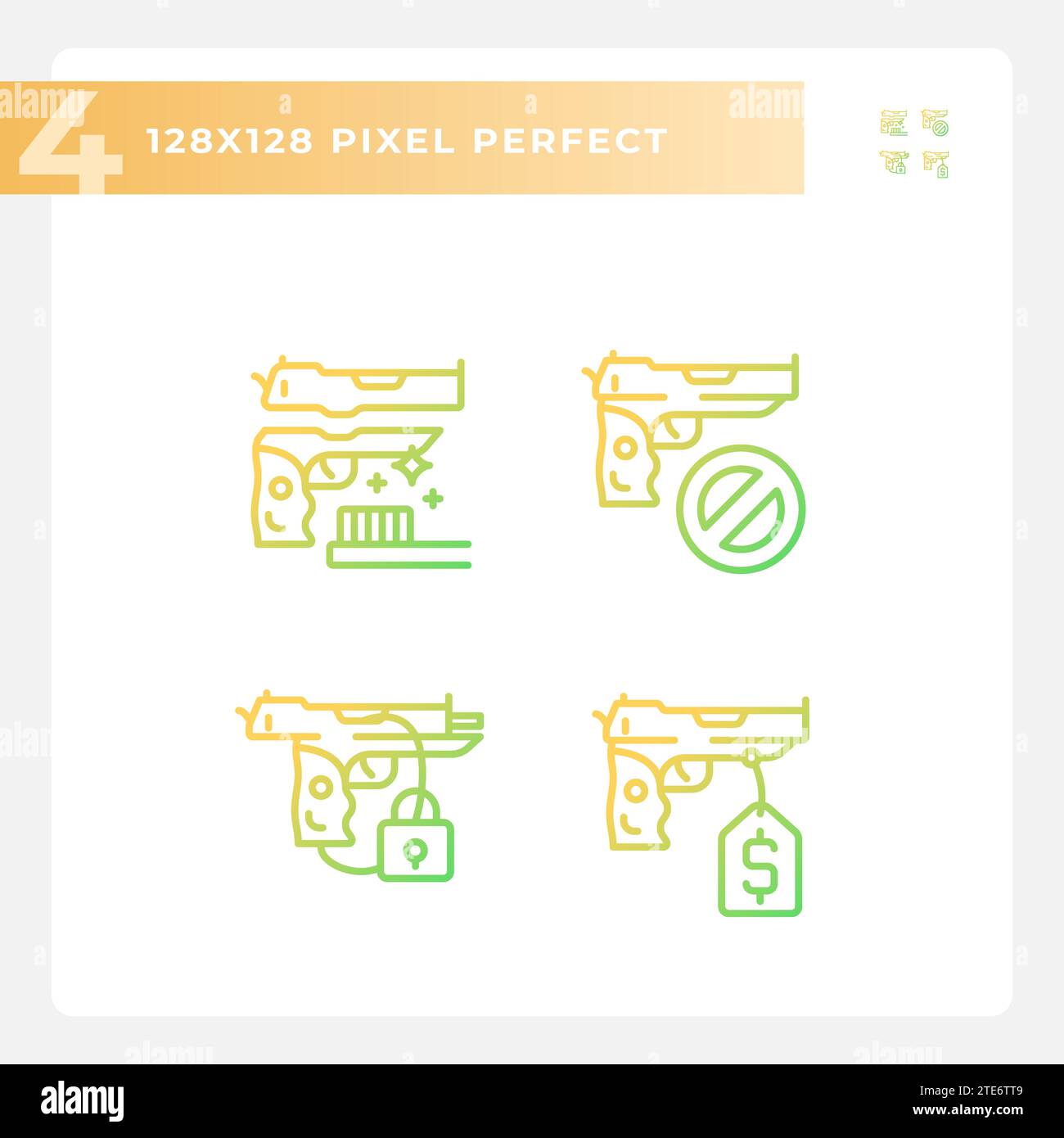 2D pixel perfect simple gradient weapons icons Stock Vector Image & Art - Alamy