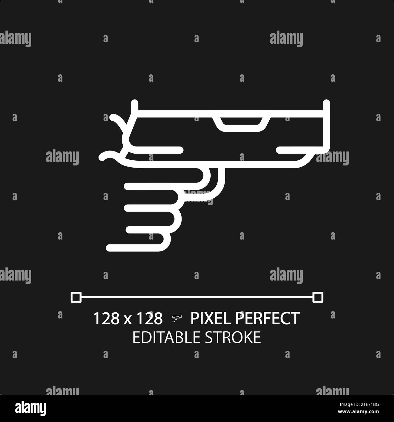 2D thin line pixel perfect simple white gun in hand icon Stock Vector Image & Art - Alamy