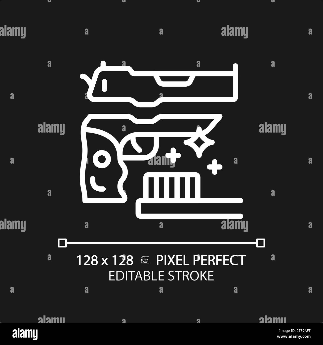 2D thin line pixel perfect simple white gun cleaning icon Stock Vector ...