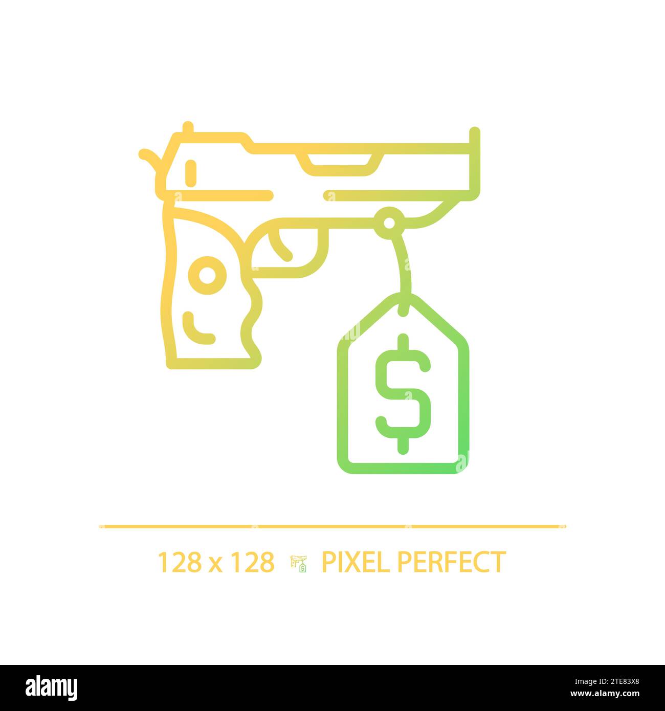 2D thin line pixel perfect simple gradient buy gun icon Stock Vector ...