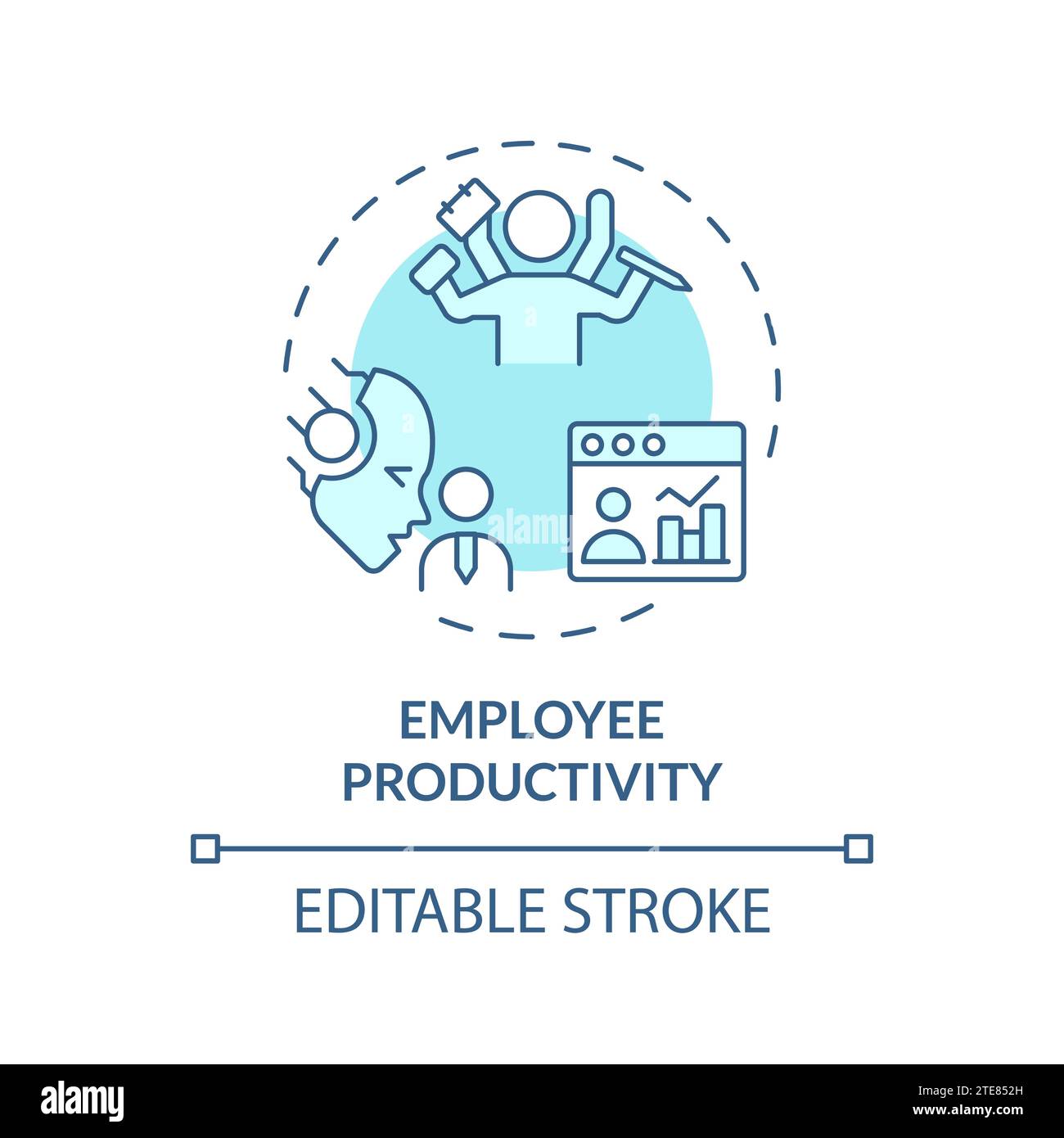 Thin line simple blue employee productivity icon concept Stock Vector Image & Art - Alamy