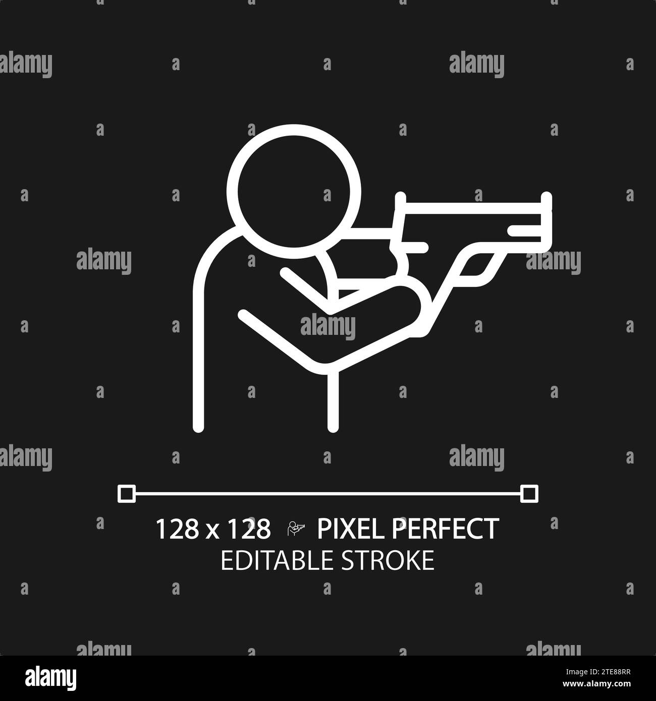 2D thin line pixel perfect simple white shooting stance icon Stock ...