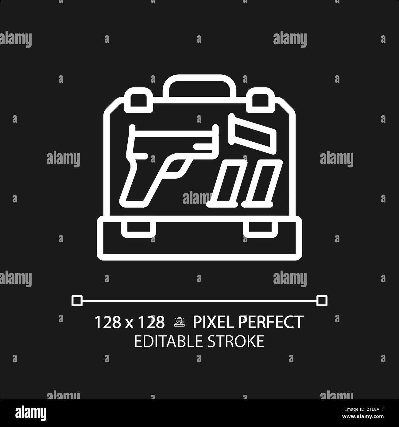 2D thin line pixel perfect simple white gun case icon Stock Vector ...