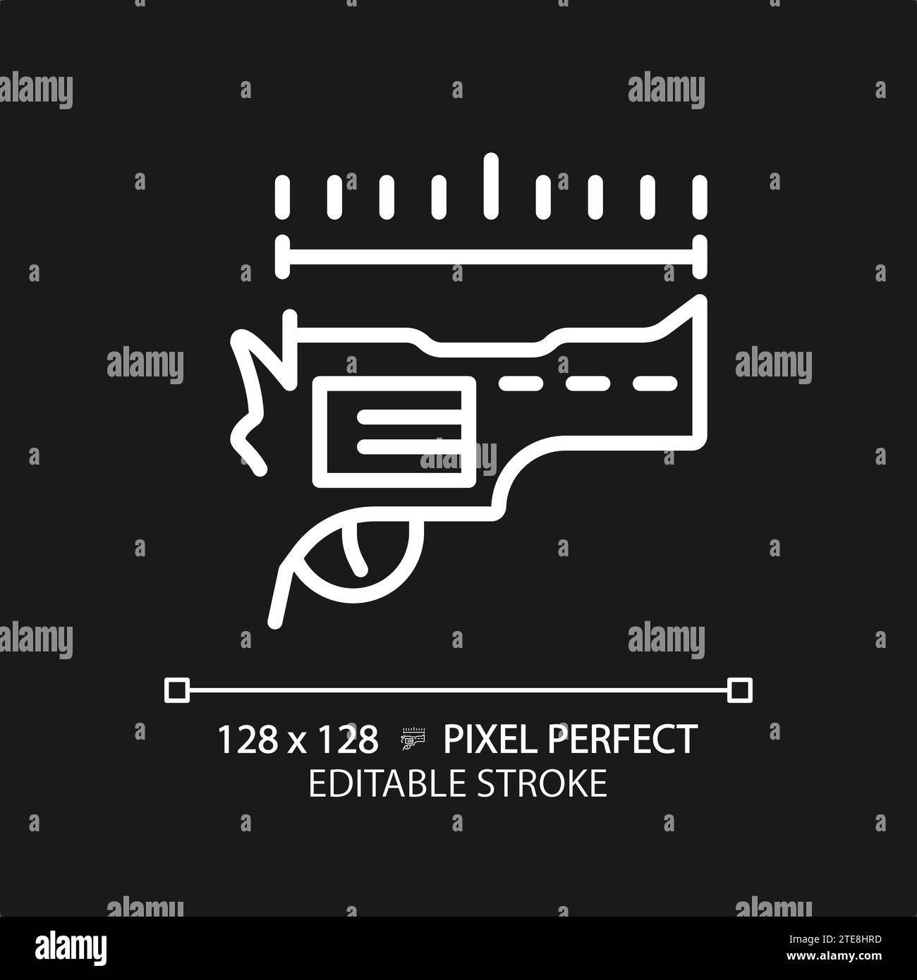 2D thin line pixel perfect simple white barrel length icon Stock Vector ...
