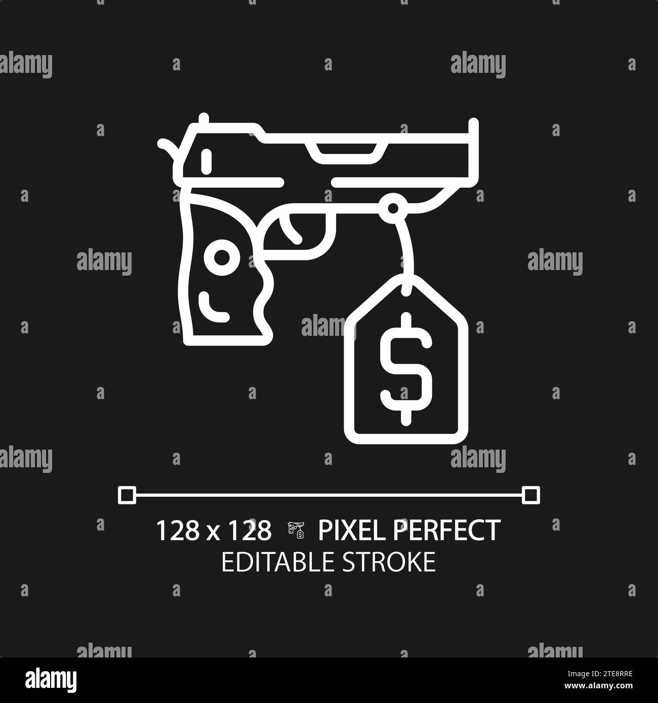 2D thin line pixel perfect simple white buy gun icon Stock Vector Image ...