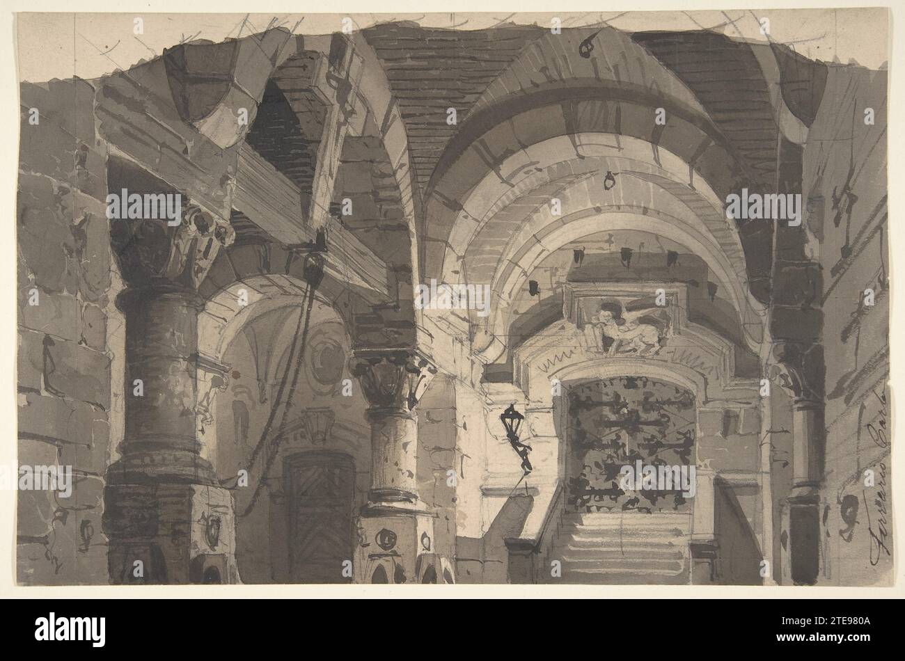 Design for a Stage Set of a Crypt (for the Opera 'La Morosina' ?) 1957 ...