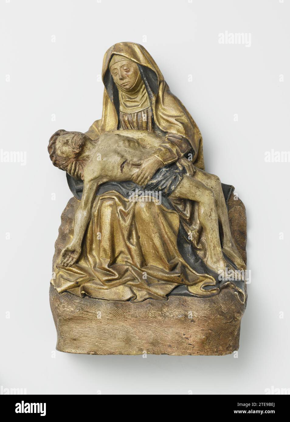 Pietà, anonymous, c. 1450 - c. 1475 Maria bends slightly forward to the ...