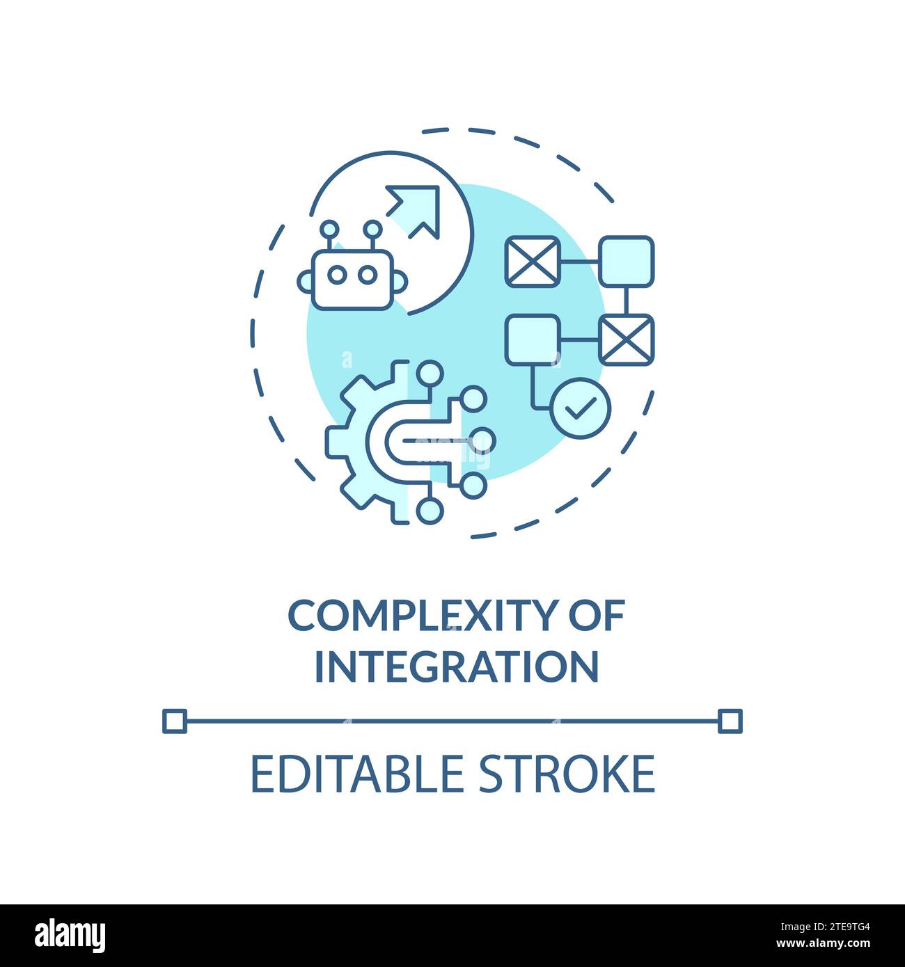 Thin Line Blue Complexity Of Integration Icon Concept Stock Vector