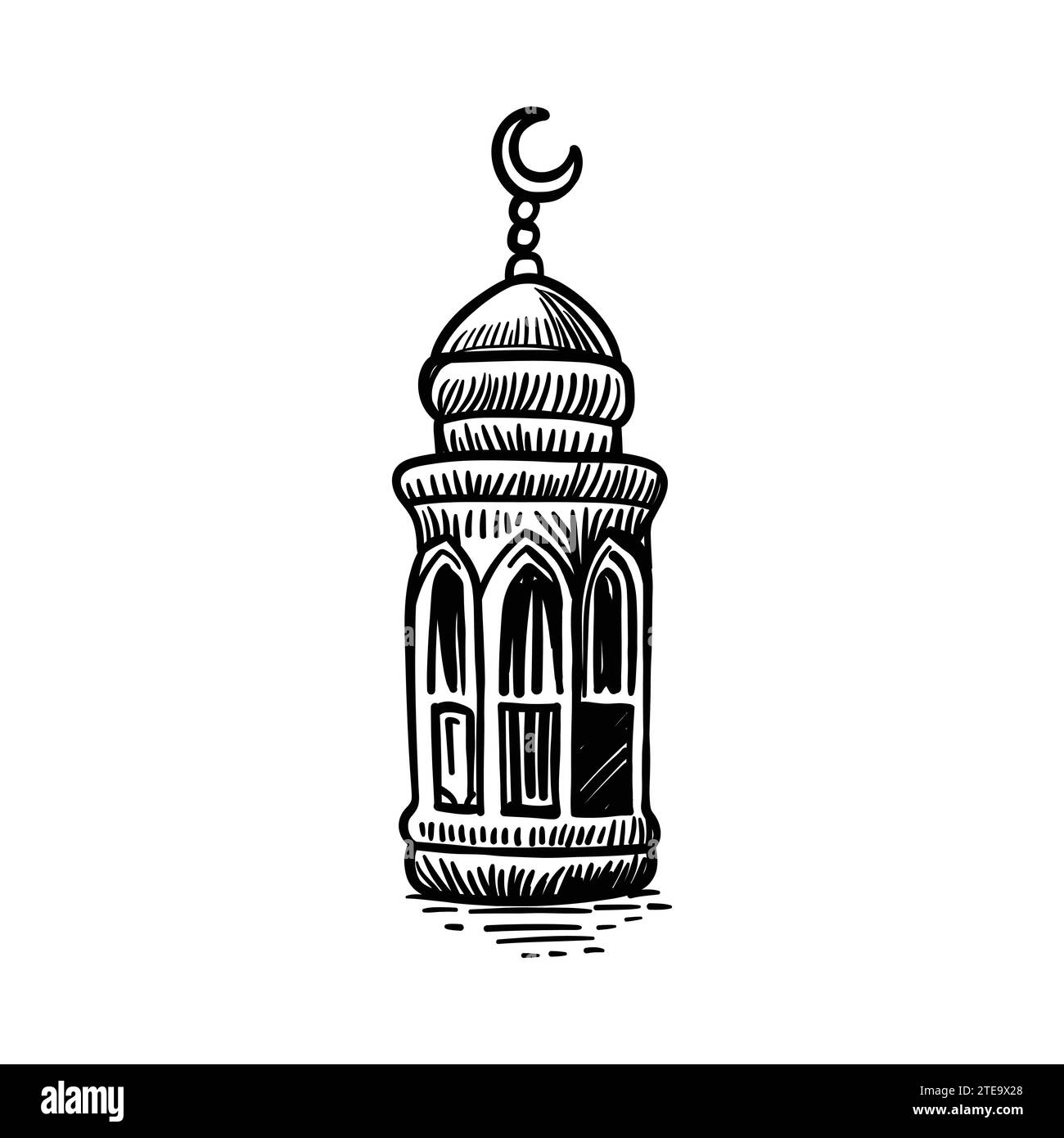 Ramadan Kareem hanging lantern, lamp line icons. Arabian design element ...