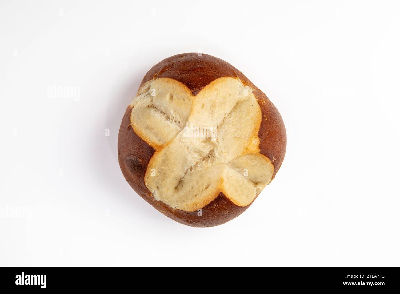 Top View of a Single Pretzel Roll on a White Table Stock Photo - Alamy