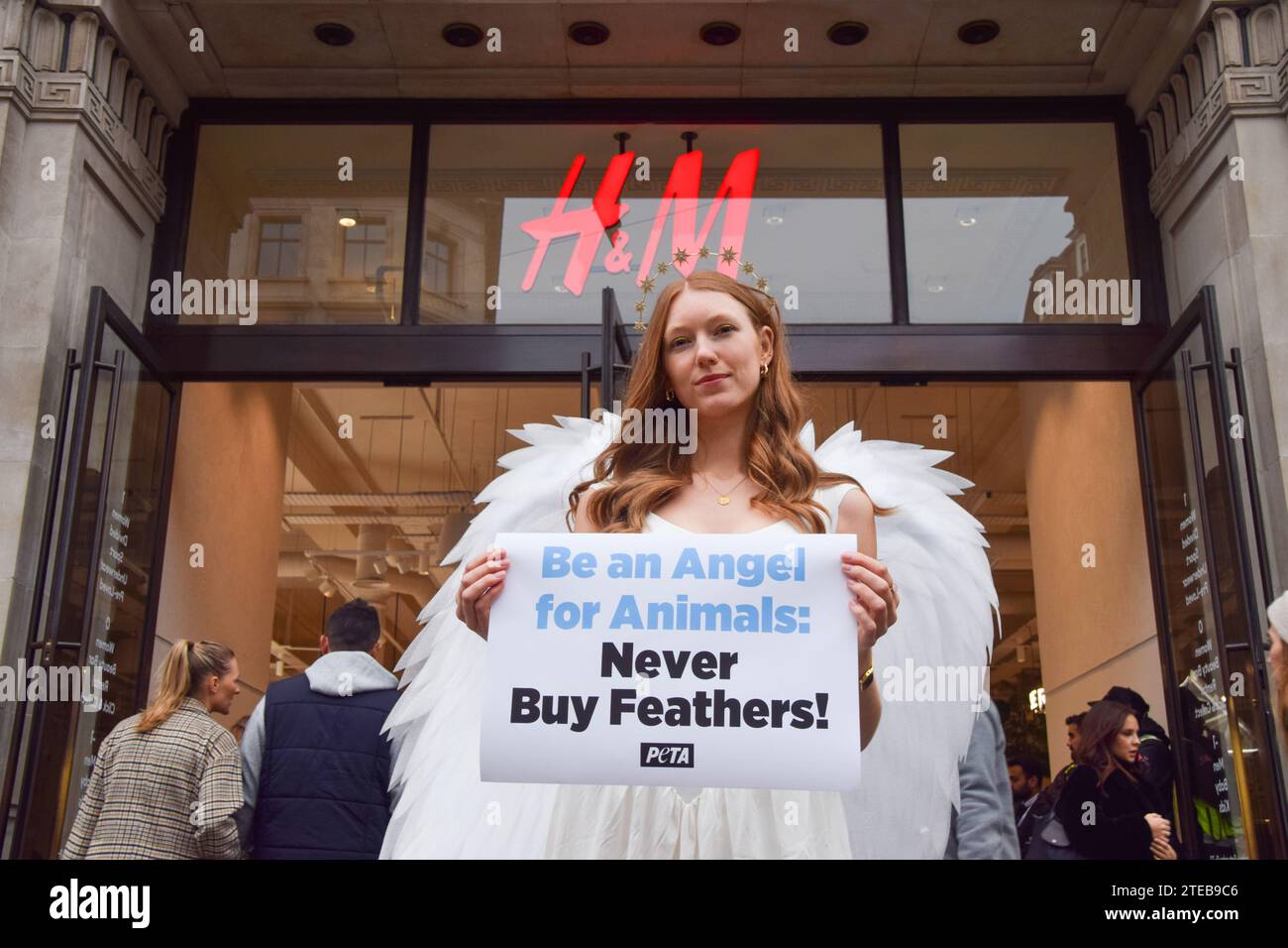 London, England, UK. 20th Dec, 2023. A PETA activist dressed as an ...