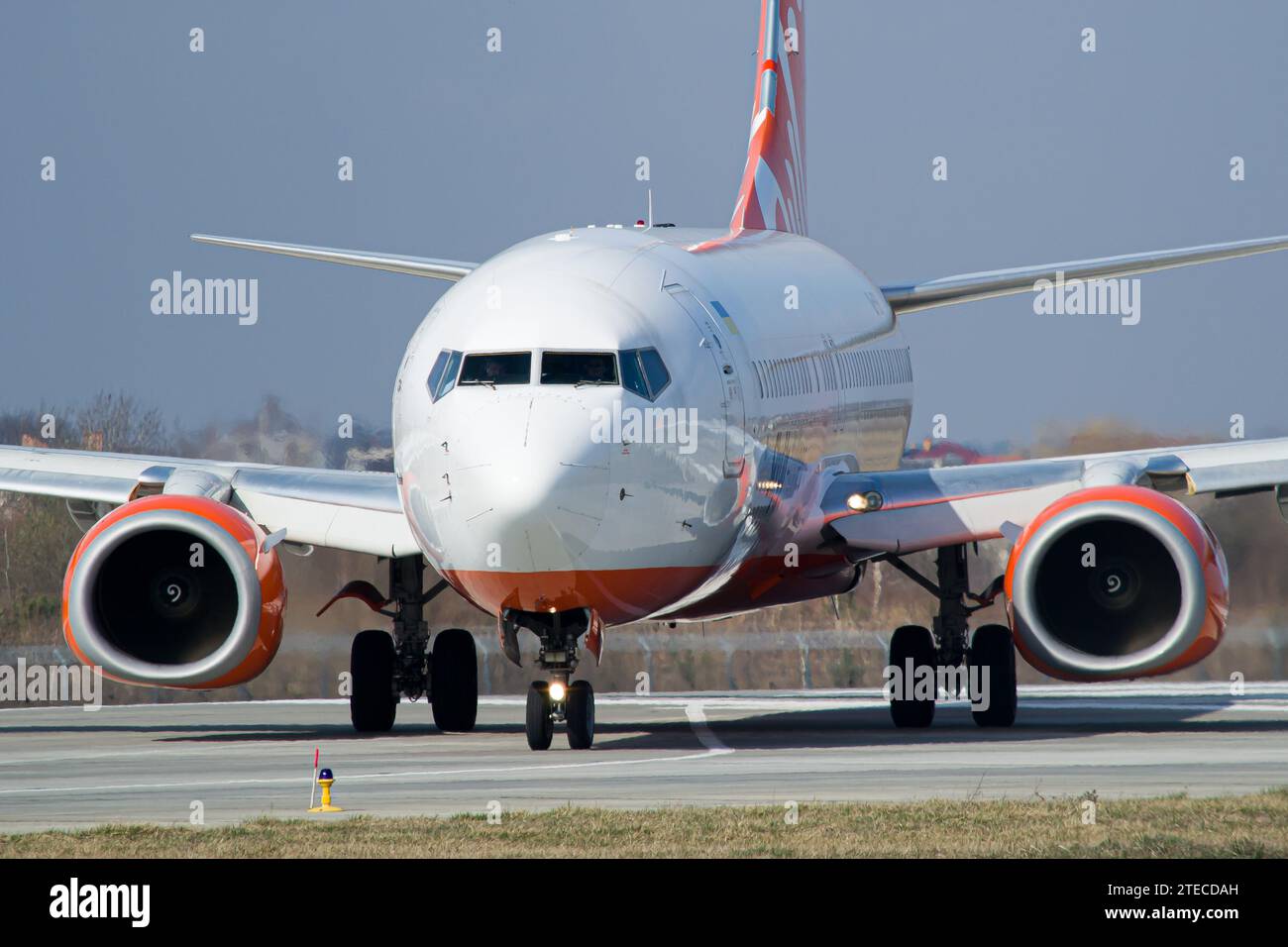 Face-to-face with SkyUp Airlines Boeing 737-800 turning around on the ...
