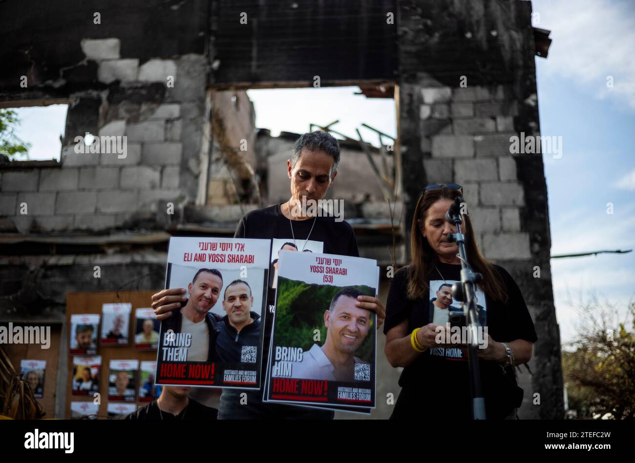 Beeri, Israel. 20th Dec, 2023. Families of the Israeli hostages held by ...
