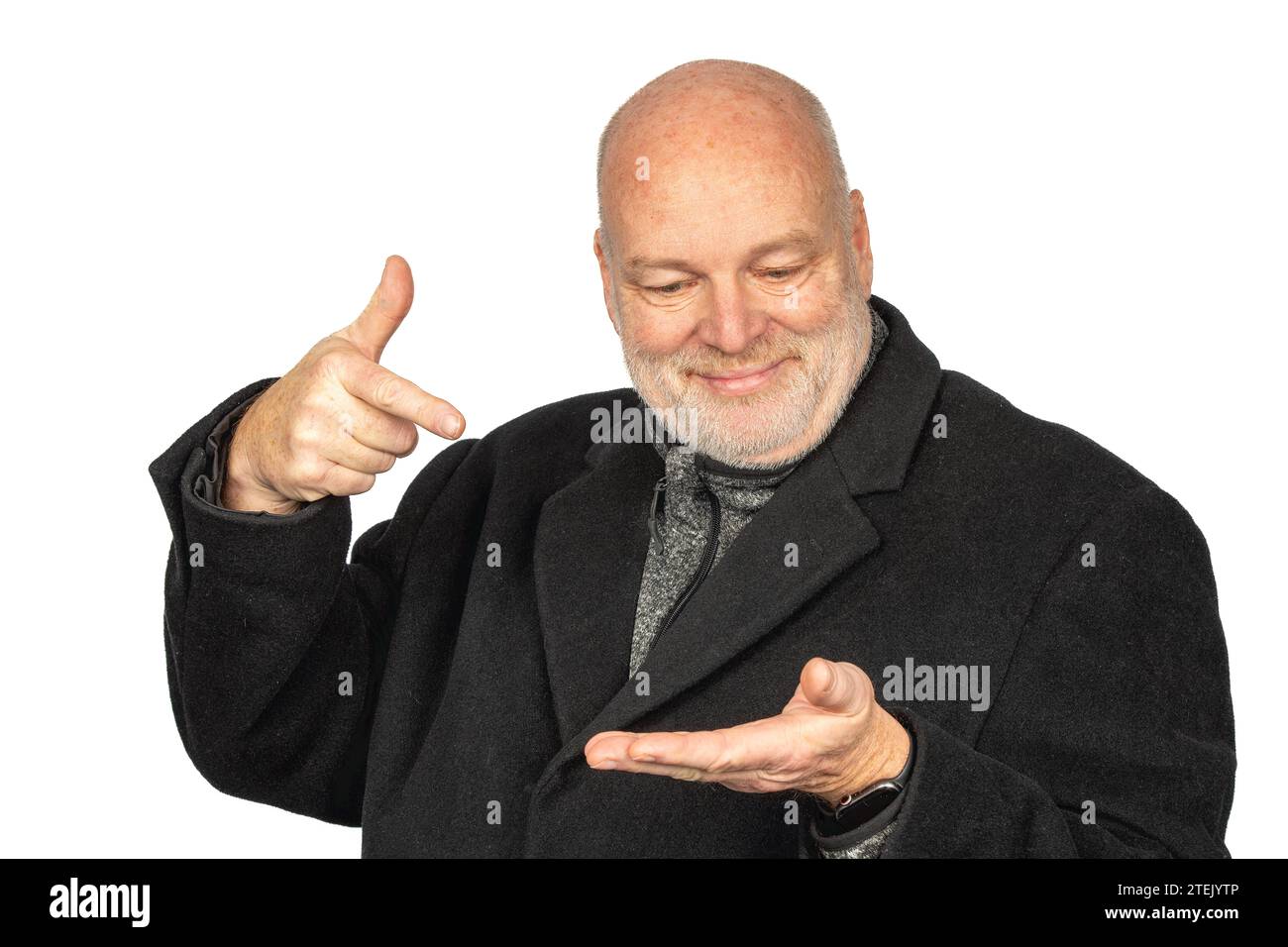 Happy old man pointing hi-res stock photography and images - Alamy