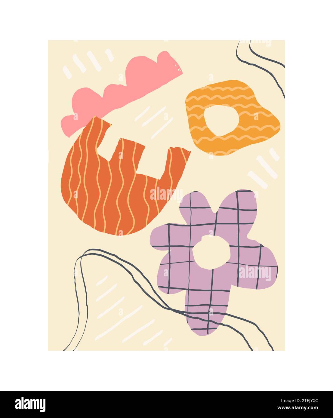 fashionable poster with abstract graphic shapes on a beige background ...